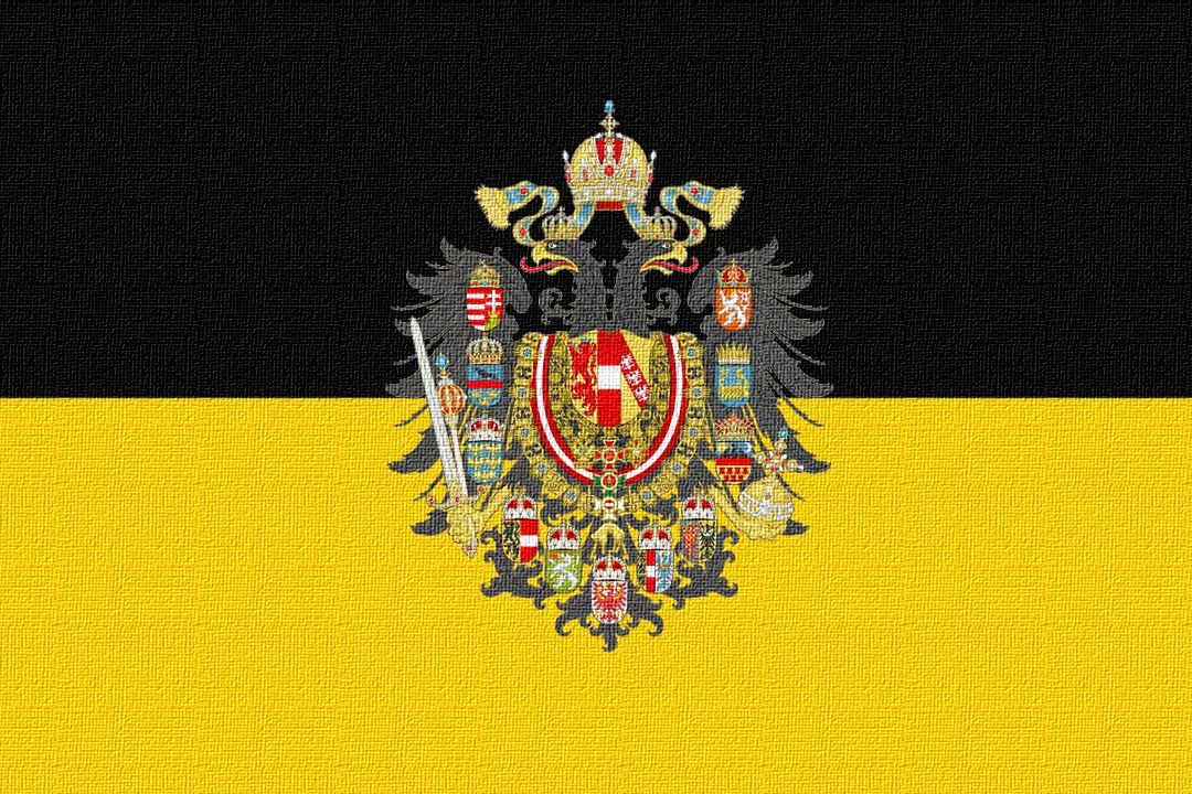 Flag of Austrian Empire with coat of arms. - Pax Historia
